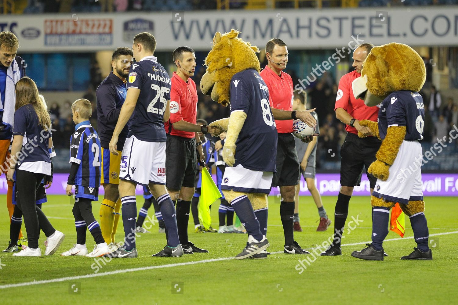 Millwall Mascot Zampa Lion Meets Referees Editorial Stock Photo - Stock ...