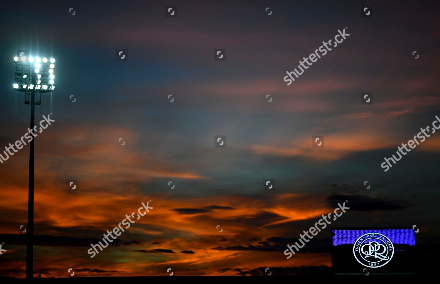 Sunset Ground Illuminated Floodlight Editorial Stock Photo - Stock ...