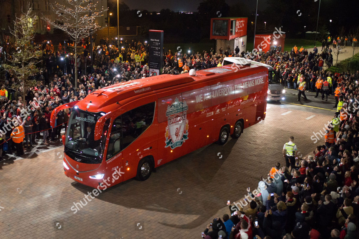 Liverpool Team Bus Arrives Anfield Editorial Stock Photo - Stock Image ...