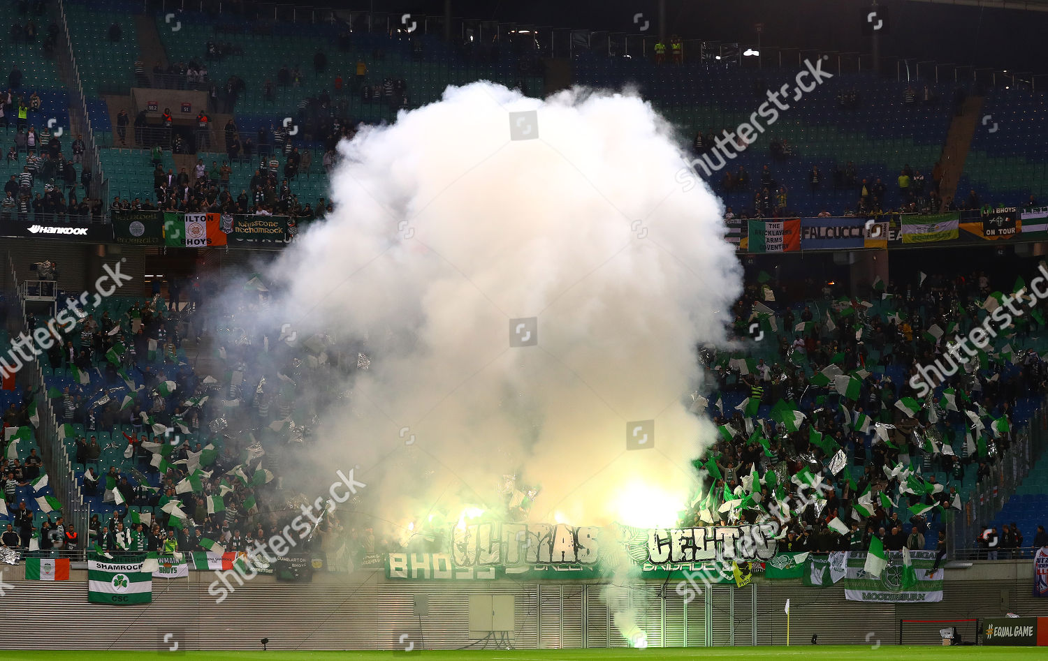Celtic Fans Let Off Flares Smoke Editorial Stock Photo - Stock Image ...
