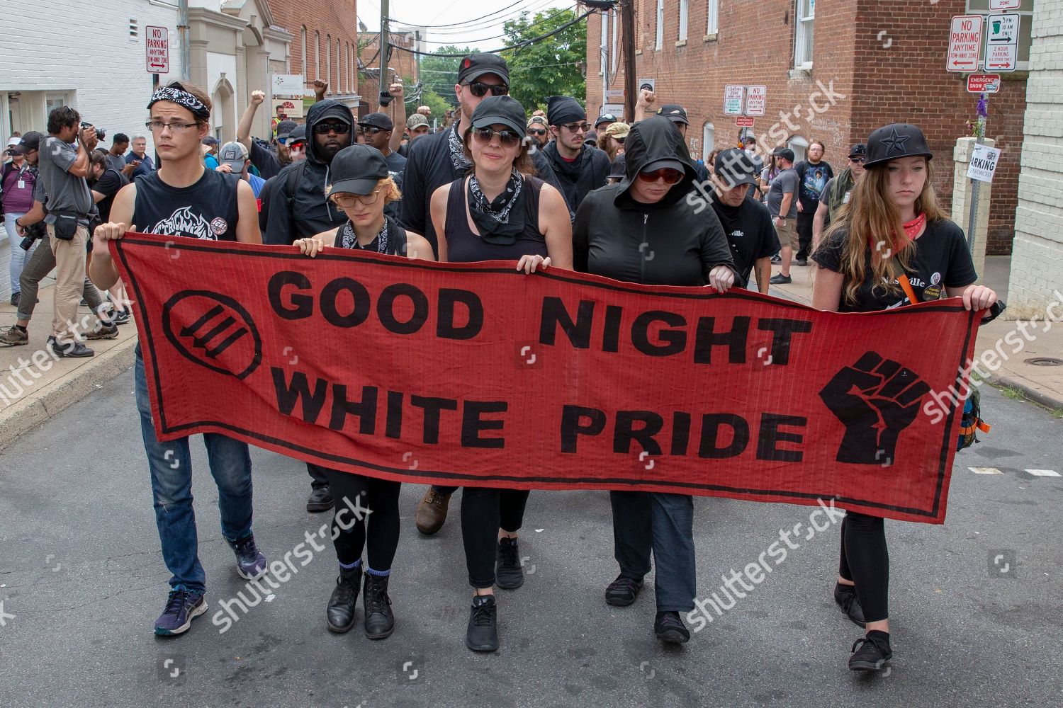 Antifa Demonstrators March Downtown Charlottesville Editorial Stock ...