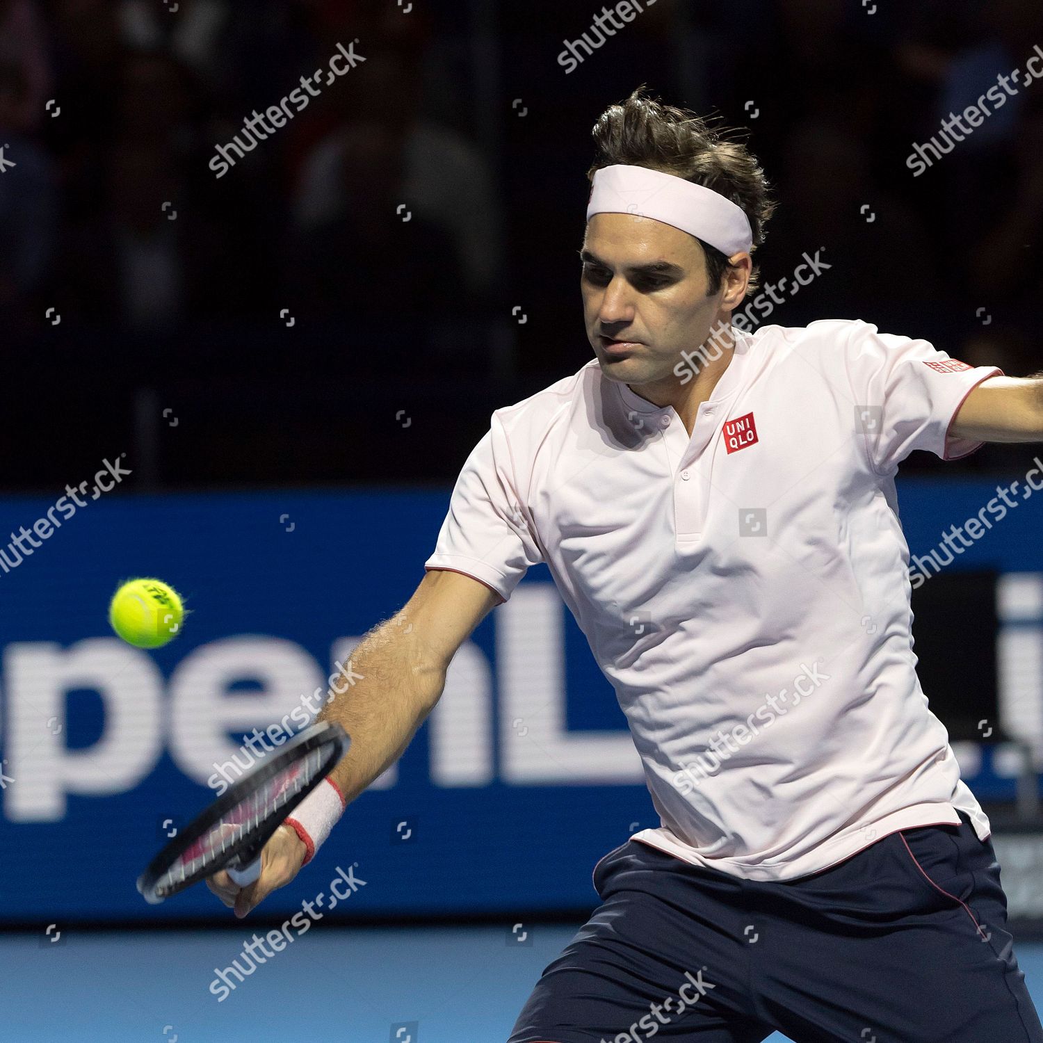 Switzerlands Roger Federer Returns Ball Romanias Editorial Stock Photo ...