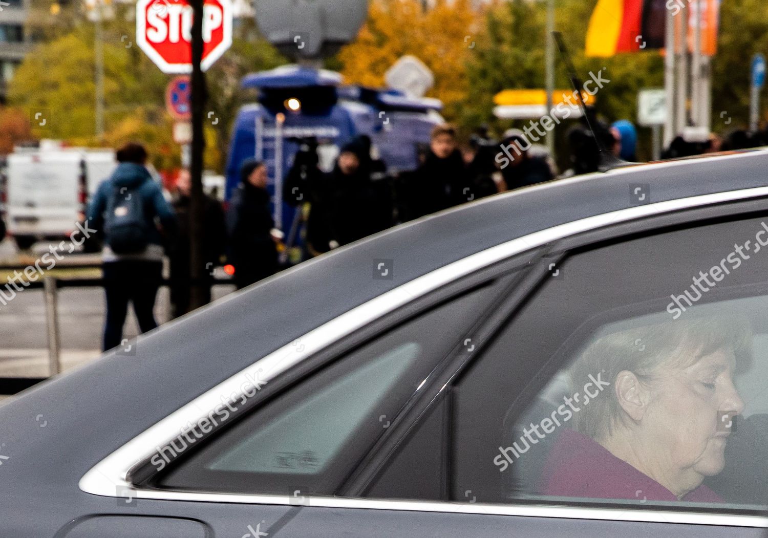 German Chancellor Angela Merkel Arrives By Editorial Stock Photo ...