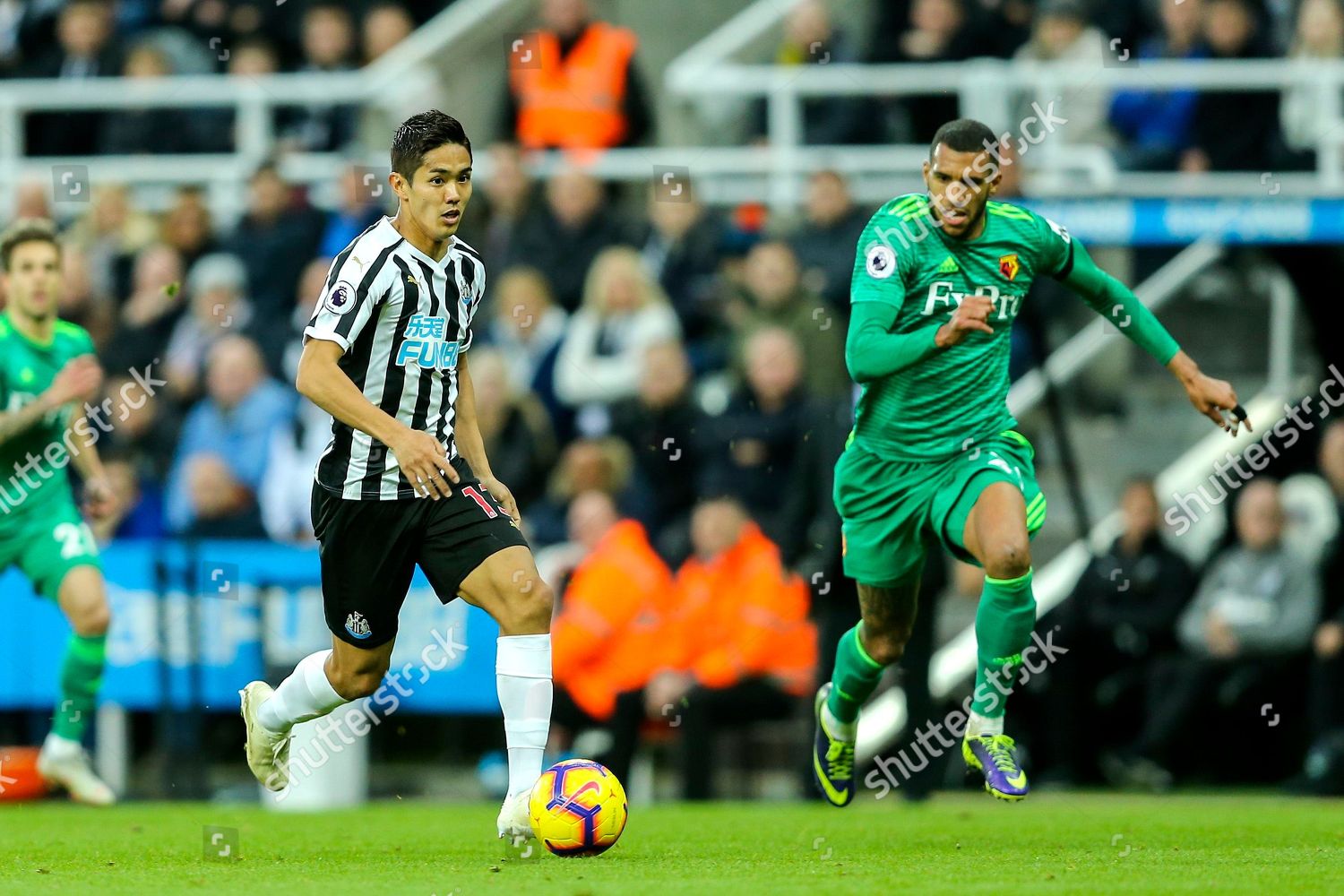 Yoshinori Muto 13 Newcastle United Dribbles Editorial Stock Photo ...