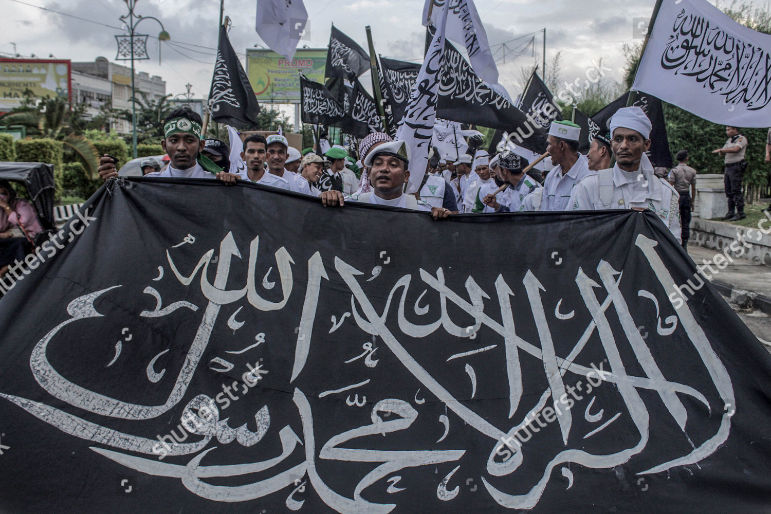 Large Islamic Flag Seen During Demonstration Editorial Stock Photo ...