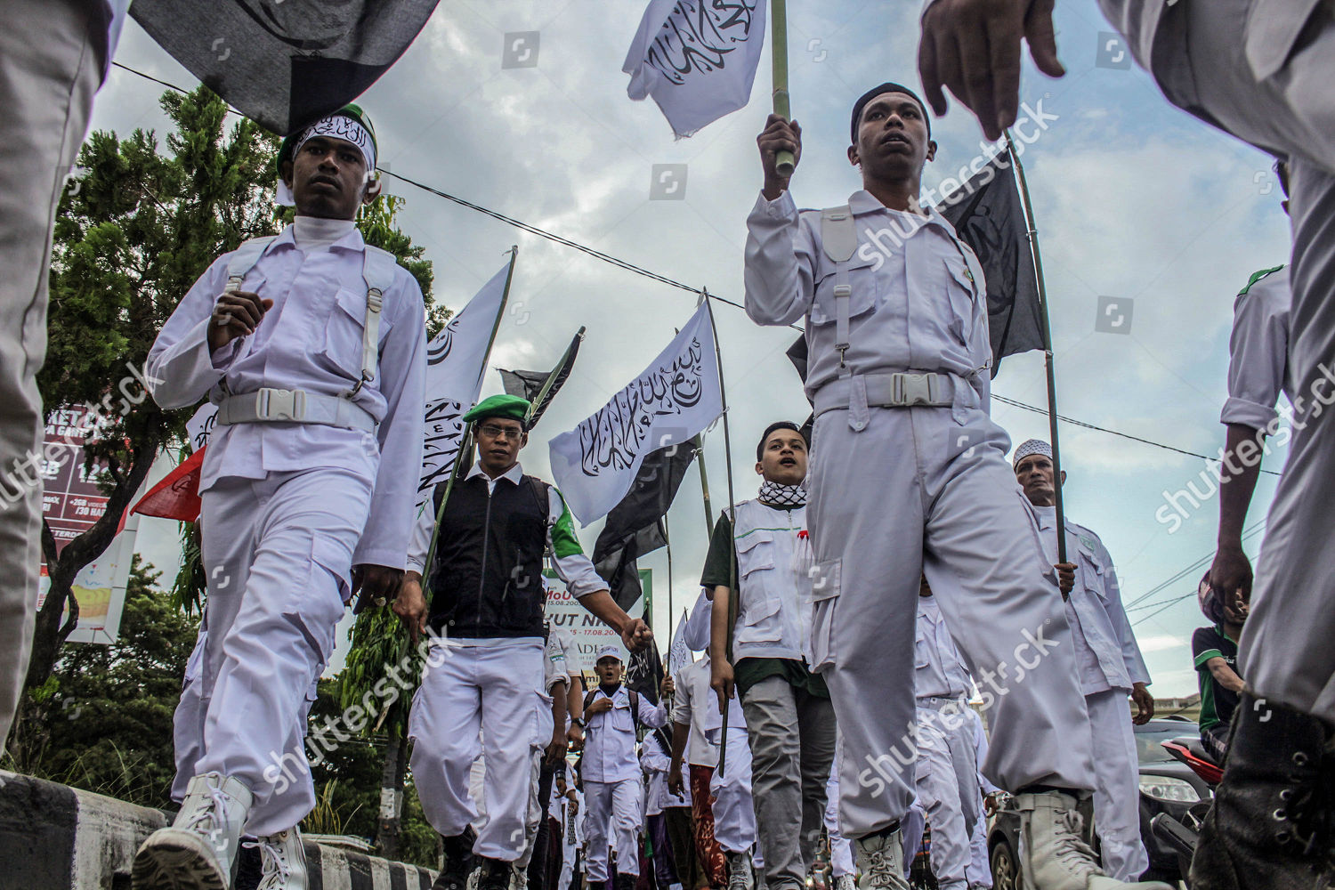 Protesters Seen Marching Islamic Flags Muslims Editorial Stock Photo ...