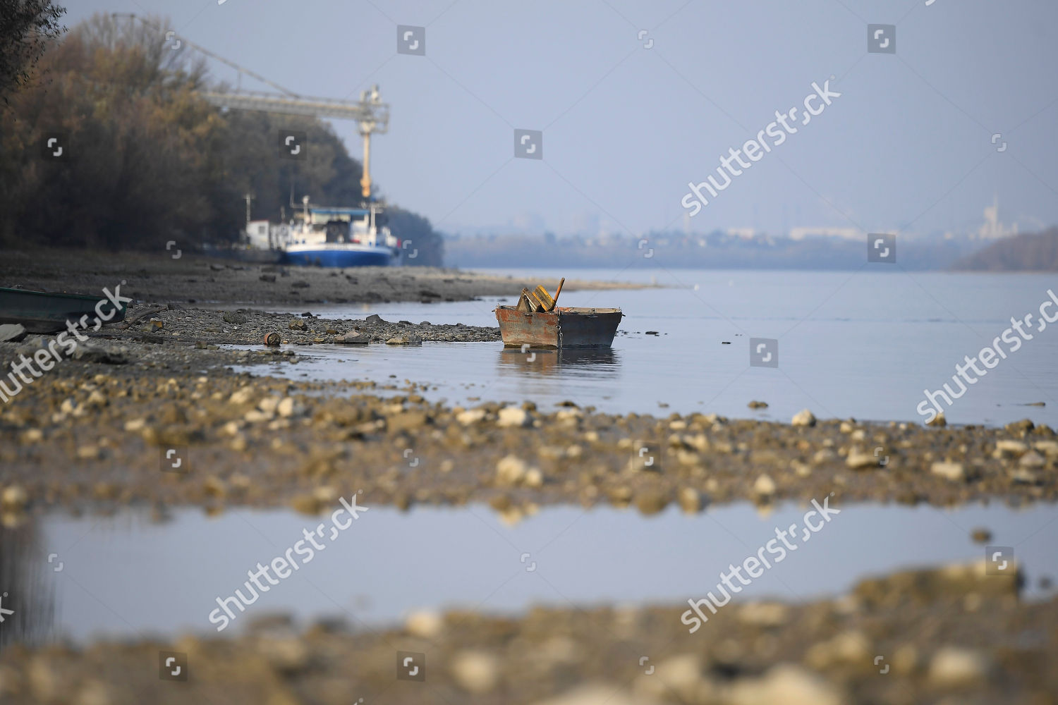 Extreme Low Water Level River Danube Editorial Stock Photo - Stock ...