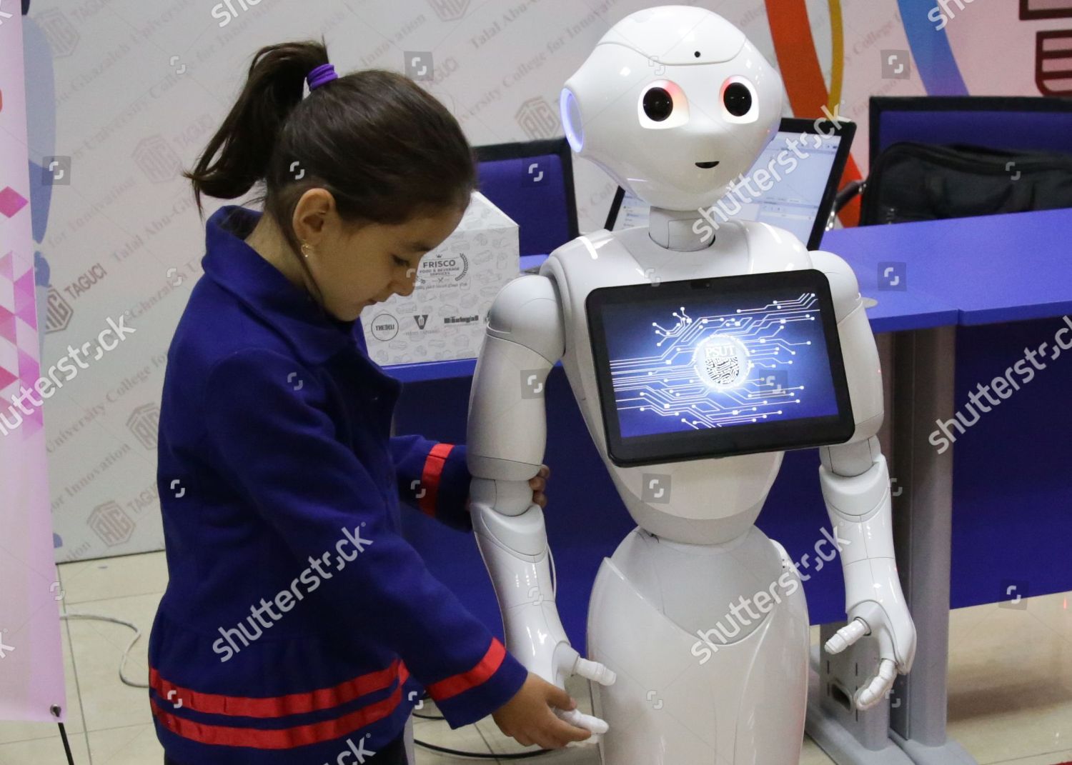 Child Interacts Robot Pepper During Jordanian Editorial Stock Photo ...