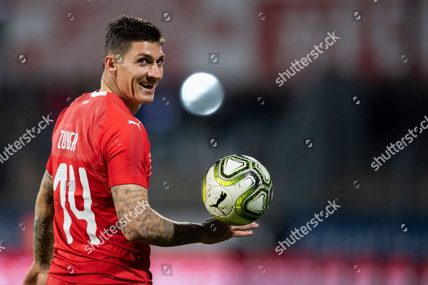 Switzerlands Steven Zuber Reacts During International Editorial Stock ...