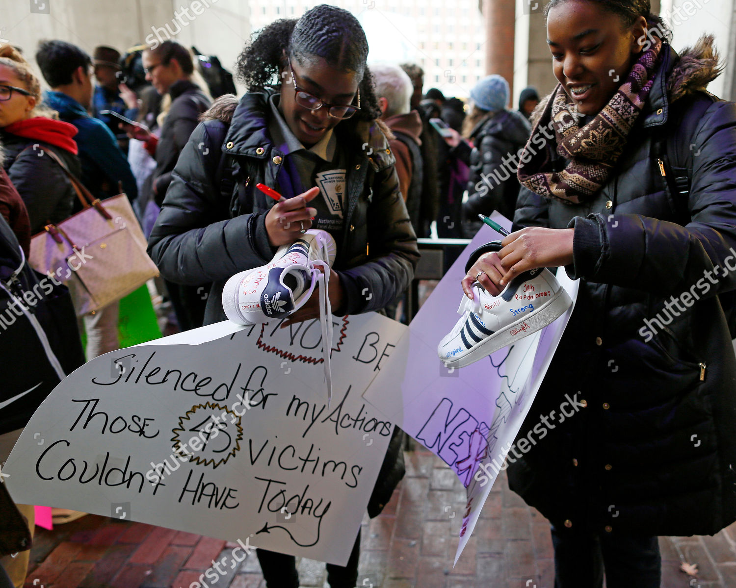 Boston High School Student Signs Their Editorial Stock Photo - Stock ...