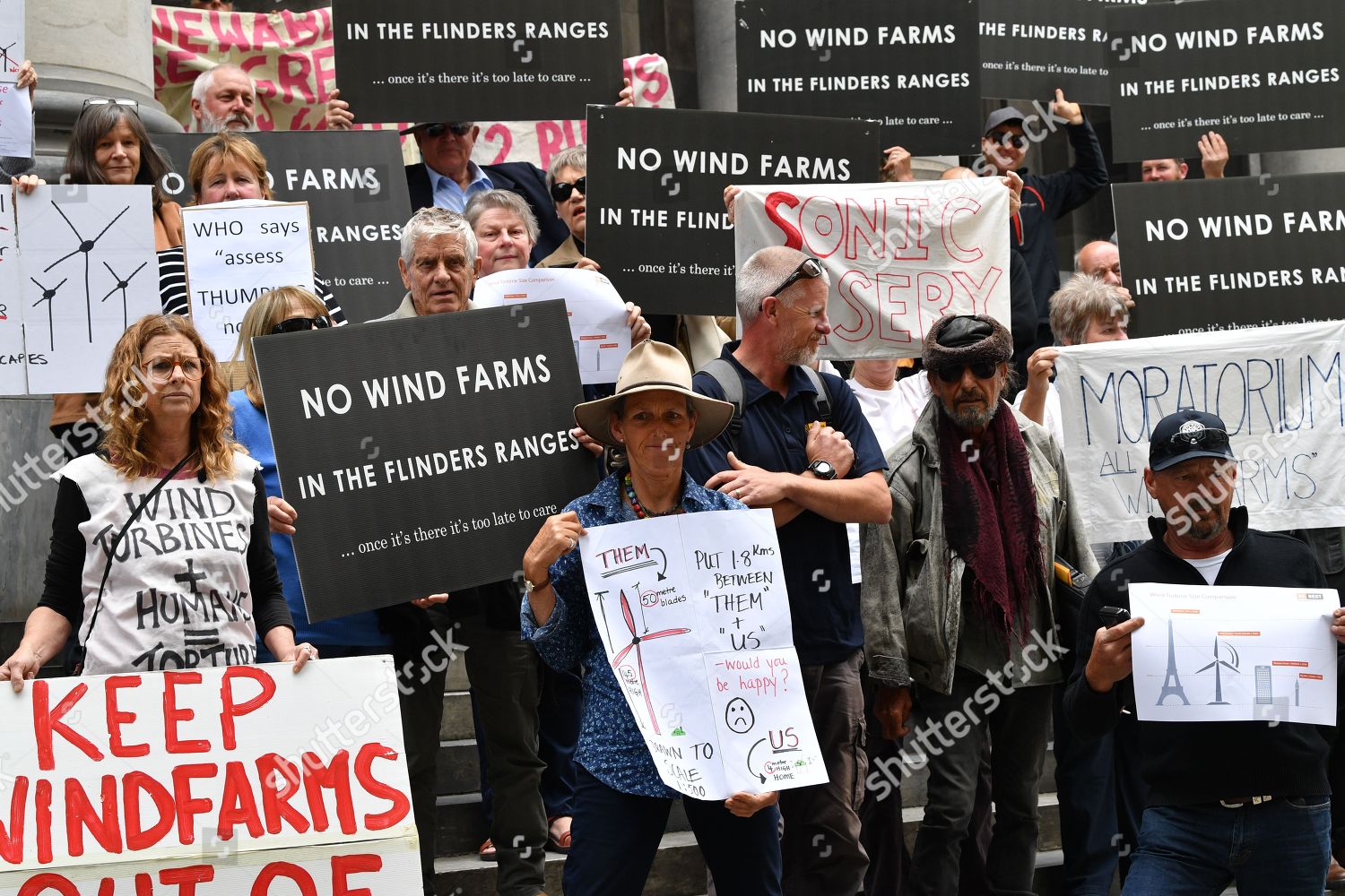People Hold Placards During Antiwind Farm Editorial Stock Photo - Stock ...
