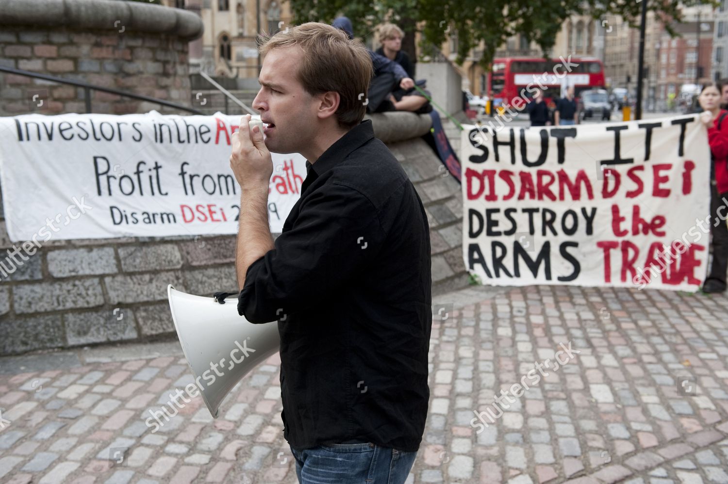 Anti Arms Trade Protester Outside Queen Editorial Stock Photo - Stock ...